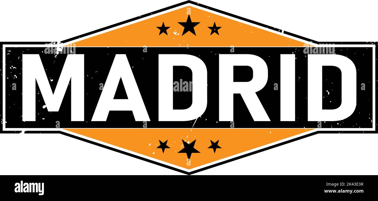 madrid spain card and letter design in colorful rainbow color and ...