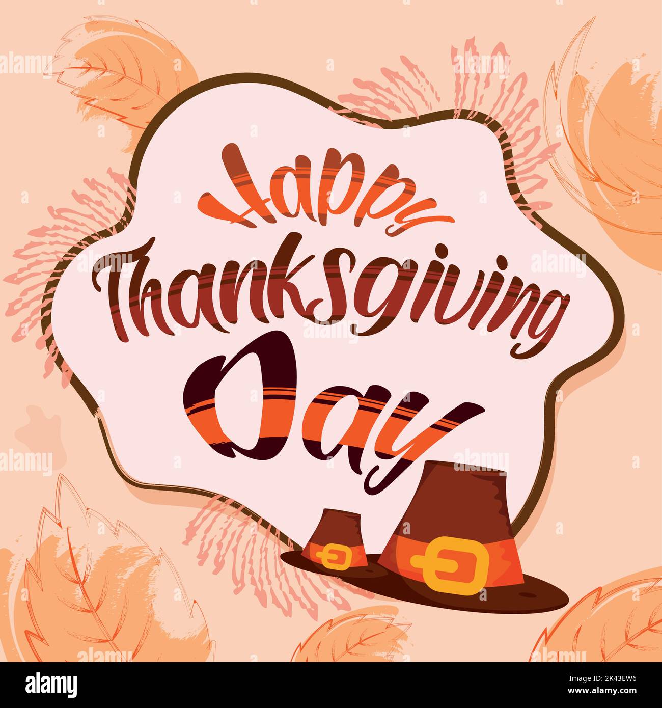 Colored happy thanksgiving day with pilgrim hats and text Vector Stock Vector Image & Art - Alamy