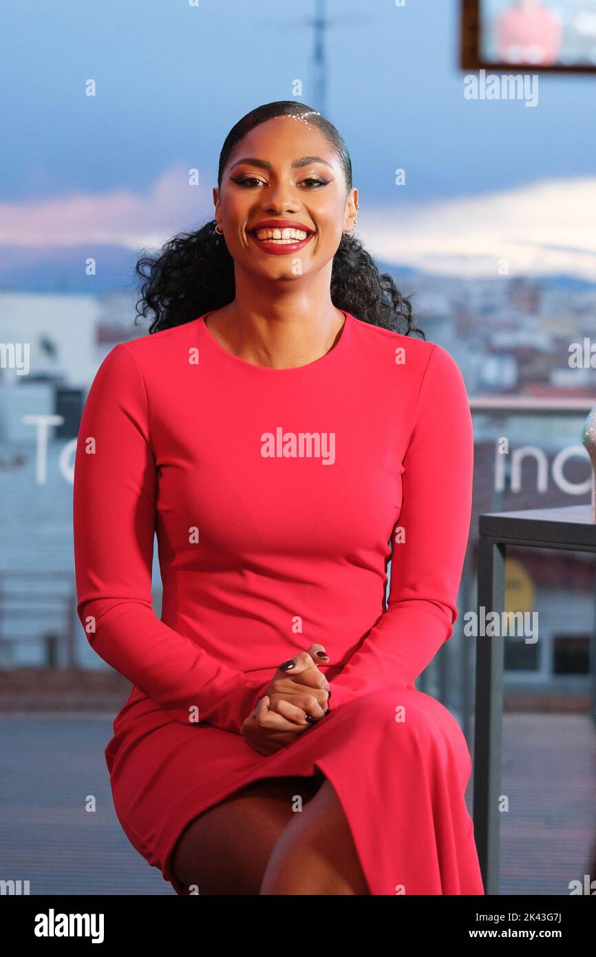 Madrid, Spain, - 29 Sept 2022, Singer Nia Correia is being interviewed ...