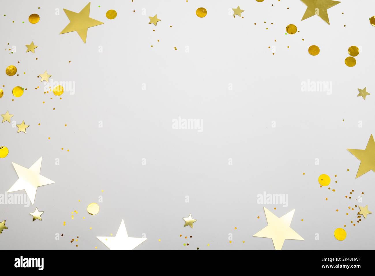 Composition of close up of new years confetti on white background Stock ...