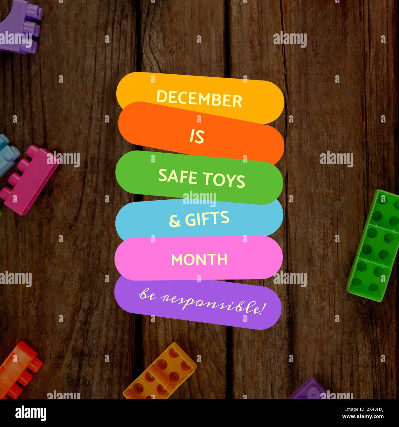 Square image of save gifts and toys text over construction set Stock ...