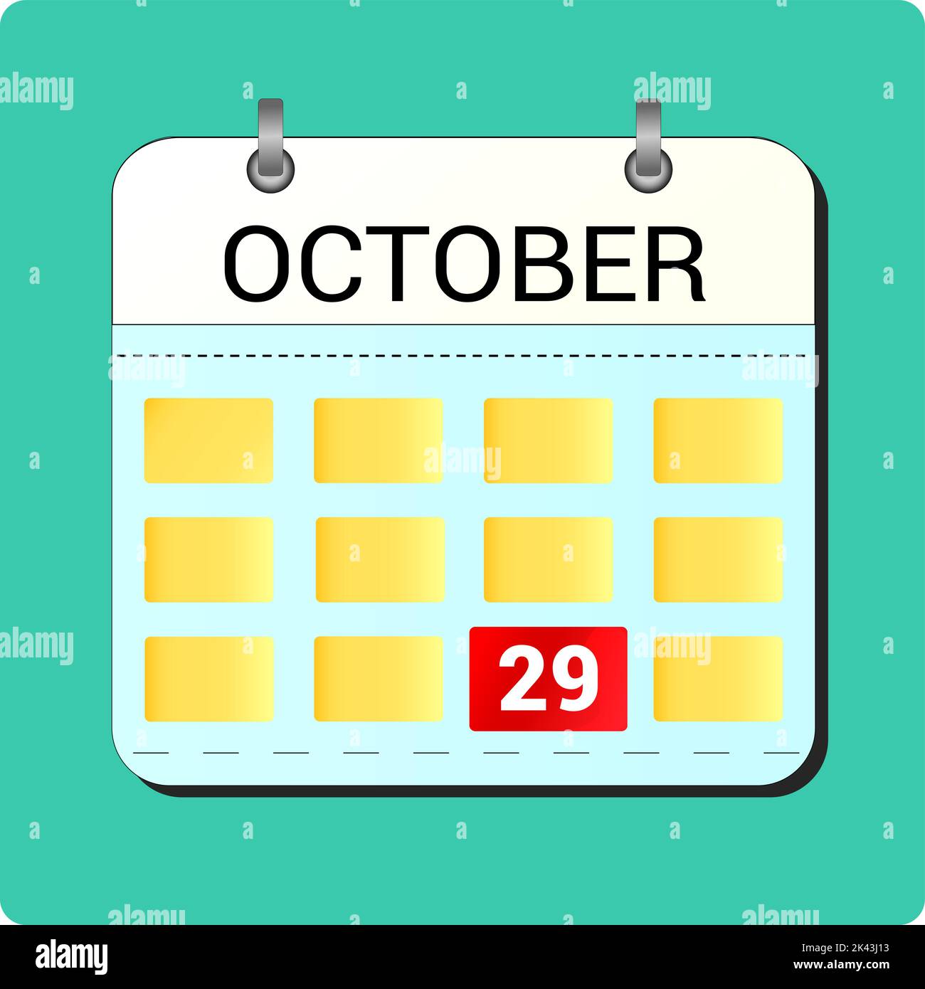 calendar vector drawing, date October 29 on the page Stock Vector Image ...
