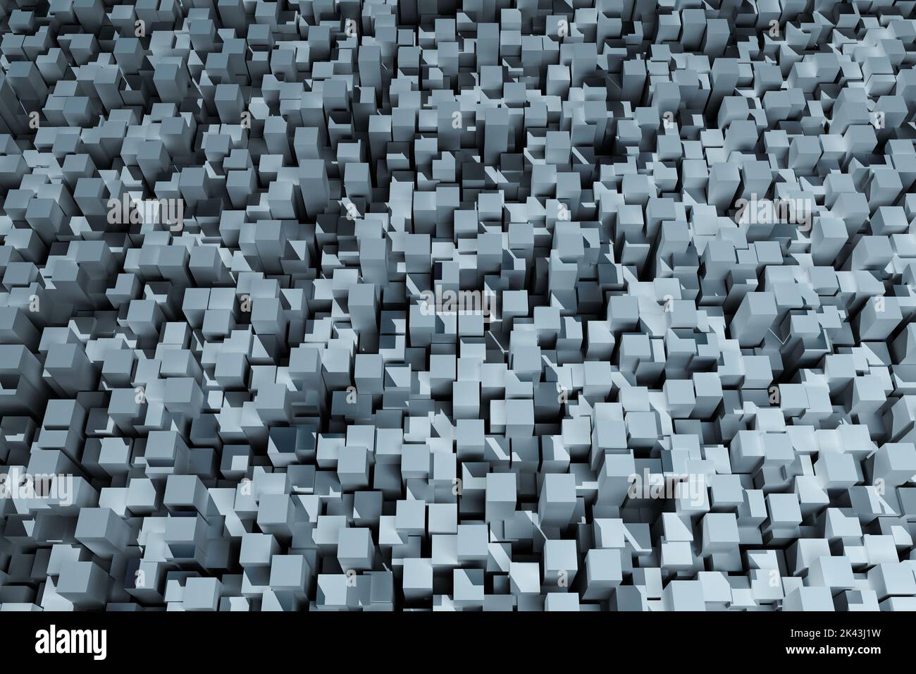 Abstract illustration of 3d grey blocks against black background ...