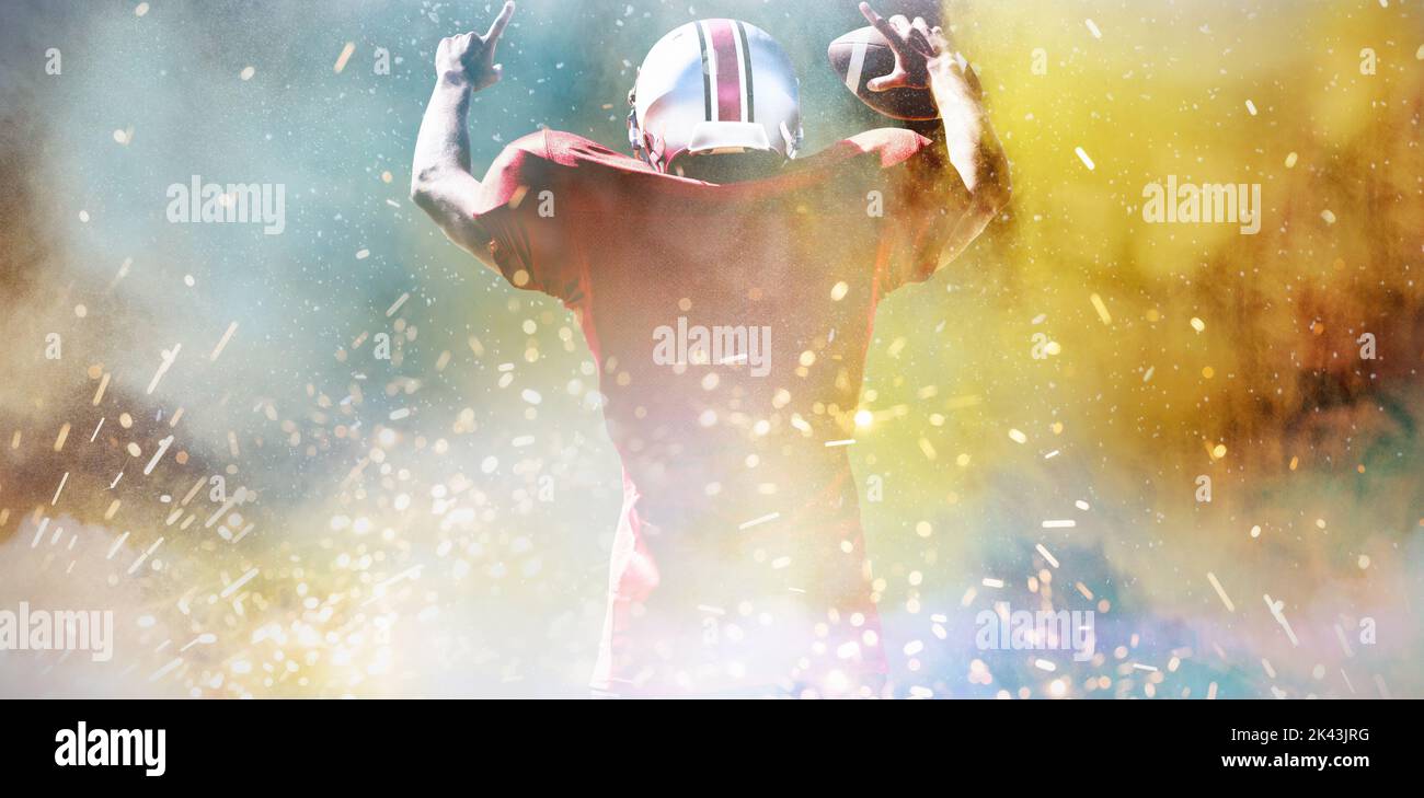 American Football Player against splashing of powder Stock Photo - Alamy