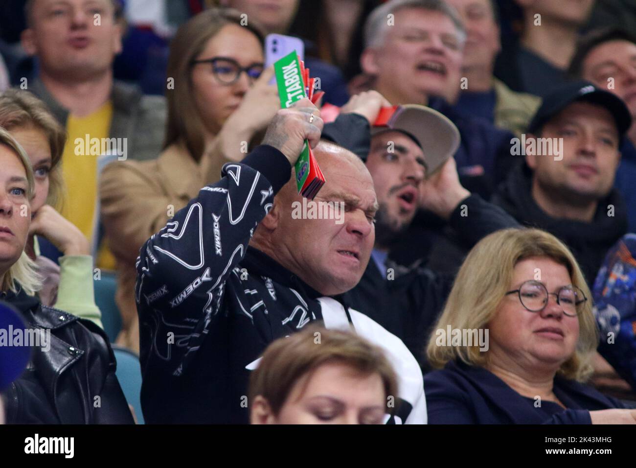 Spectator seen in action during the Kontinental Hockey League, regular ...