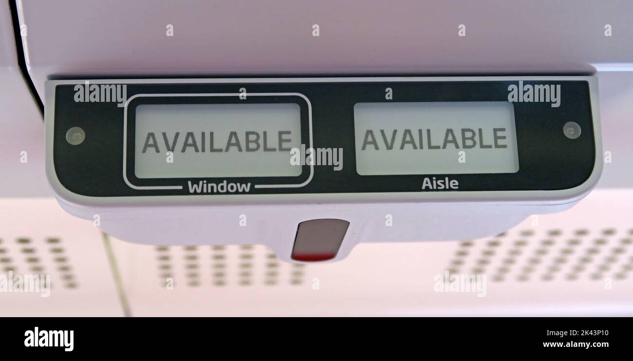 Seat indicators on an LNER train Window & Aisle, both available ...