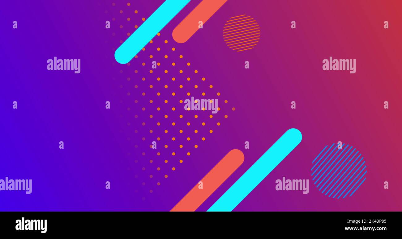 Image of glowing multiple multi coloured vibrant abstract shapes moving ...