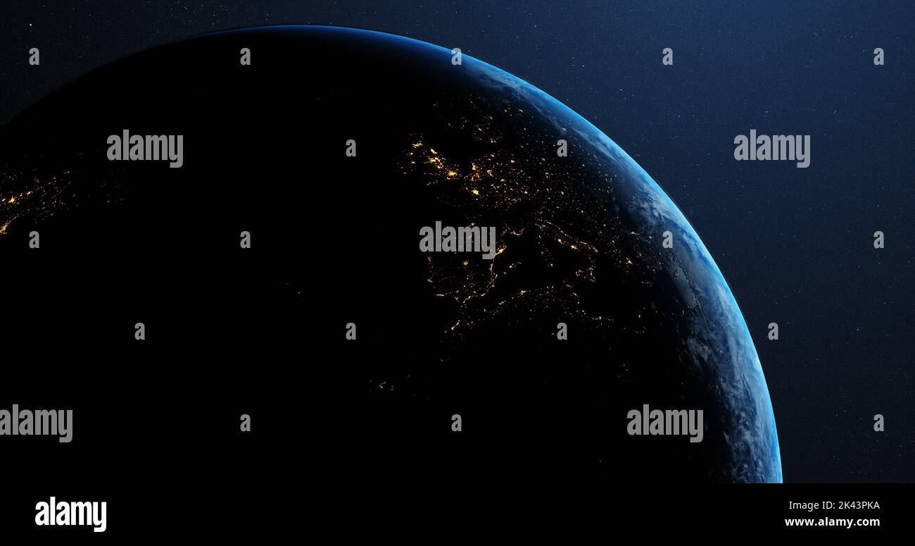 Image of Earth seen from space, the globe spinning on seamless loop ...