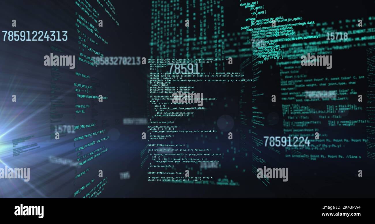 Image of data processing and numbers over dark background Stock Photo ...
