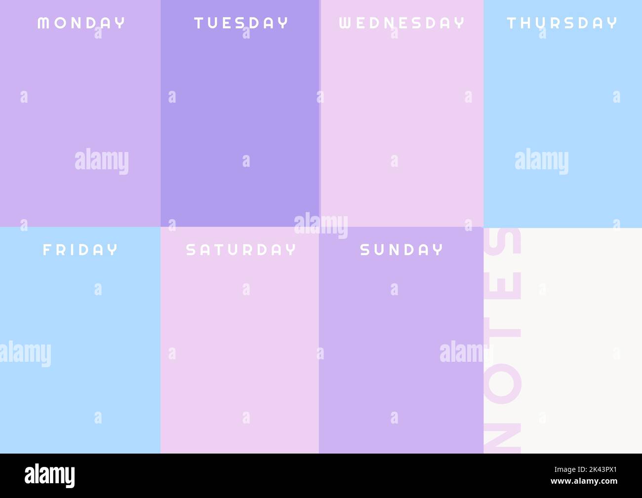 Composition of notes and days of week texts on blue background Stock ...