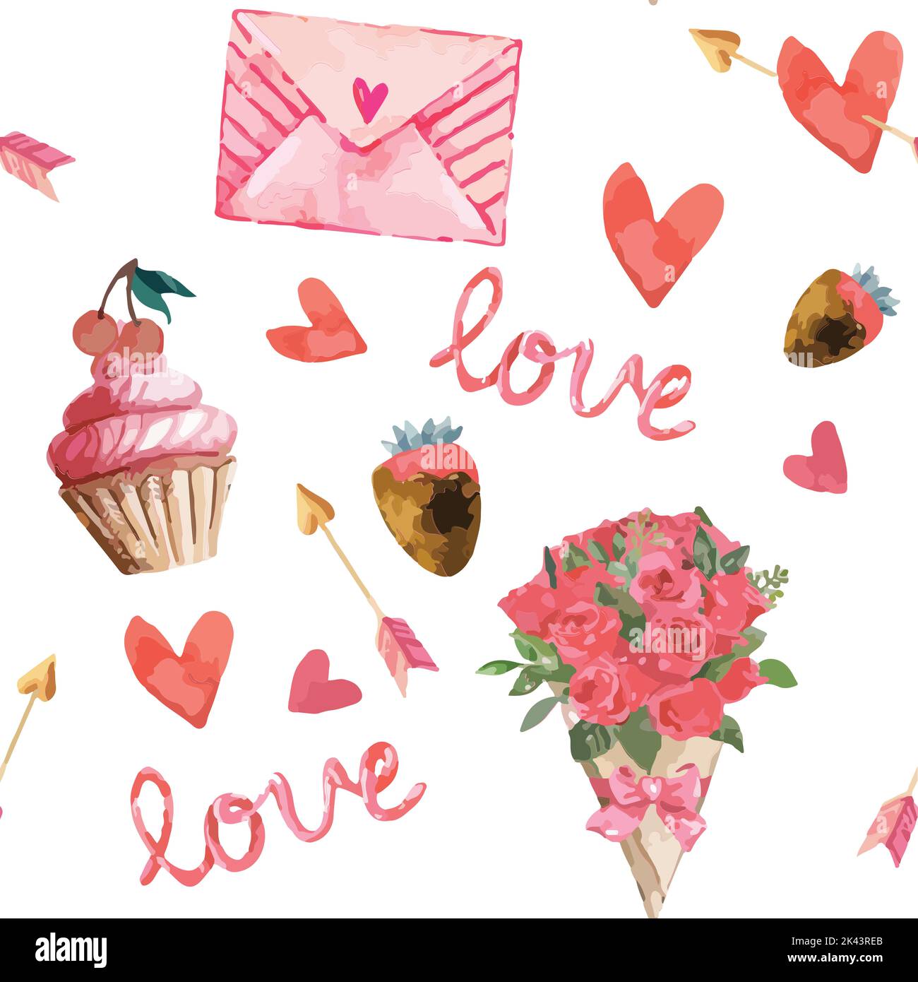 Digitally generated illustration of multiple love icons against white ...