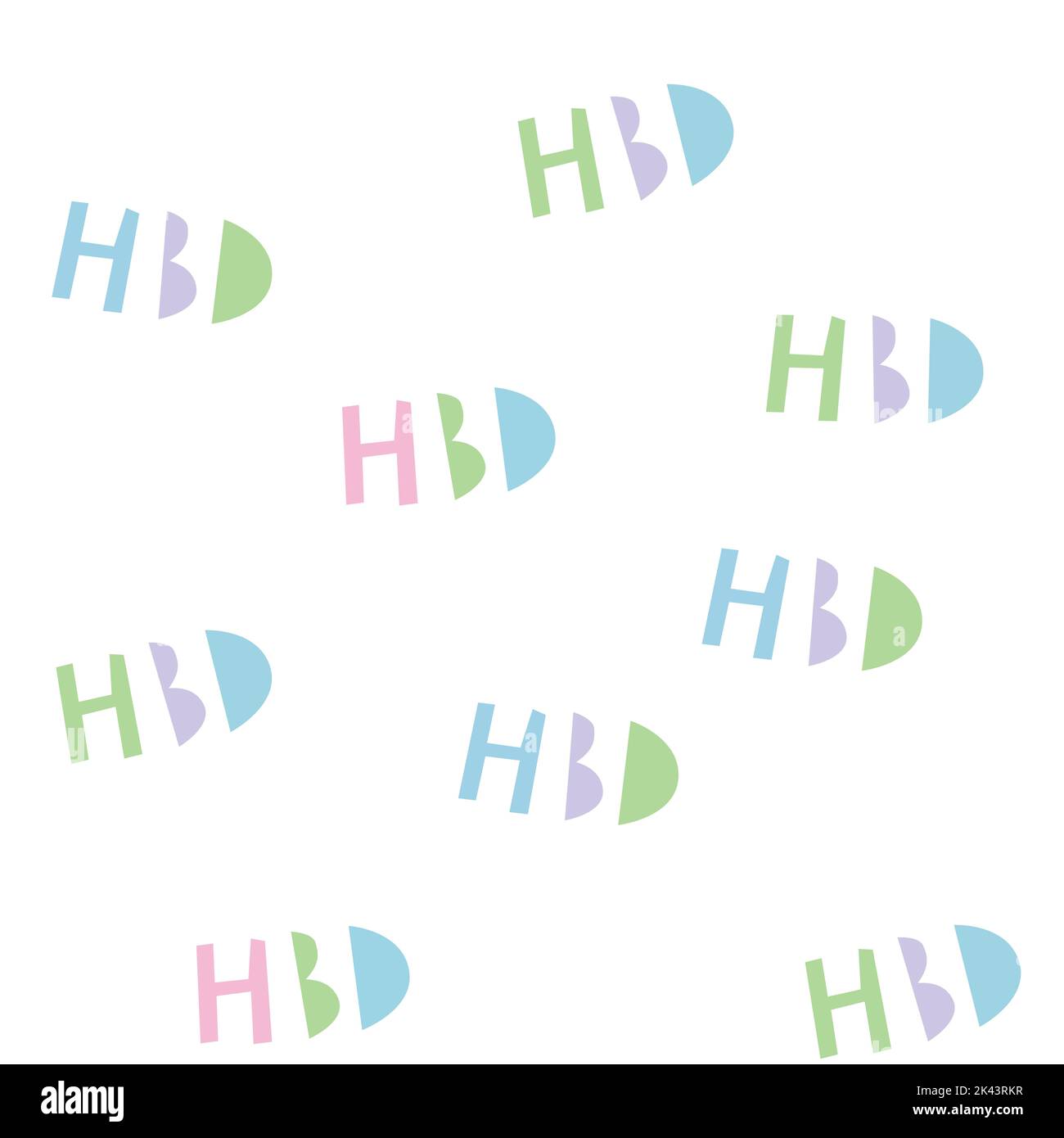 Blue, purple and green etters hbd on white background. celebration ...