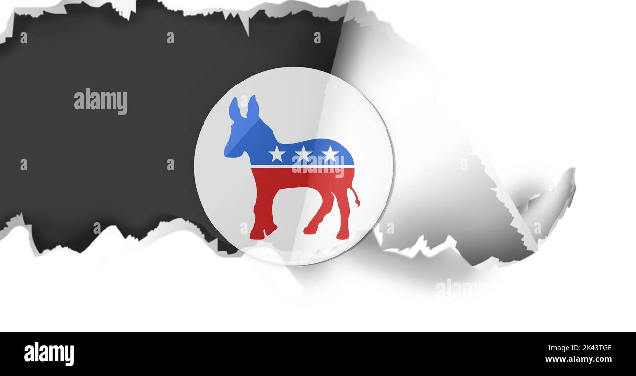 Composition of us democrat party donkey design in red and blue with ...