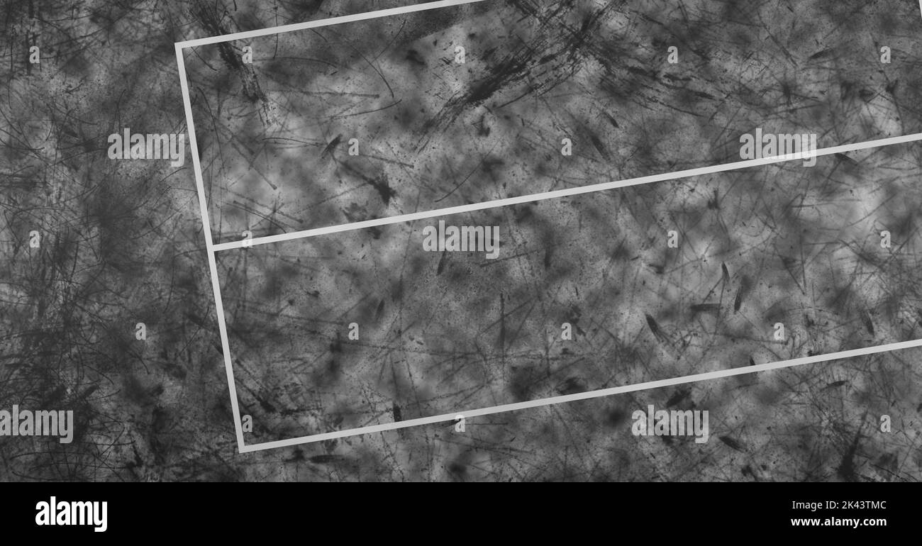 Composition of white sports court grid overhead view over black ...