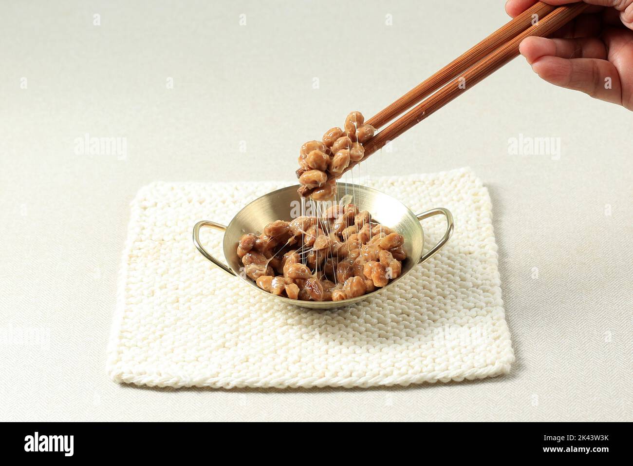 Japanese Natto Sticky Fermentation Soy Bean on Small Golden Bowl with ...