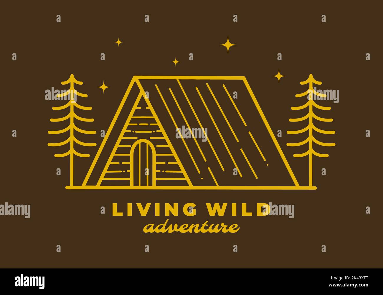 Line art vintage drawing of a wooden cabin Stock Vector Image & Art - Alamy