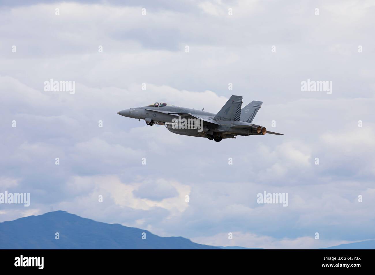 A U.S. Marine Corps F/A-18C Hornet aircraft with Marine All Weather ...