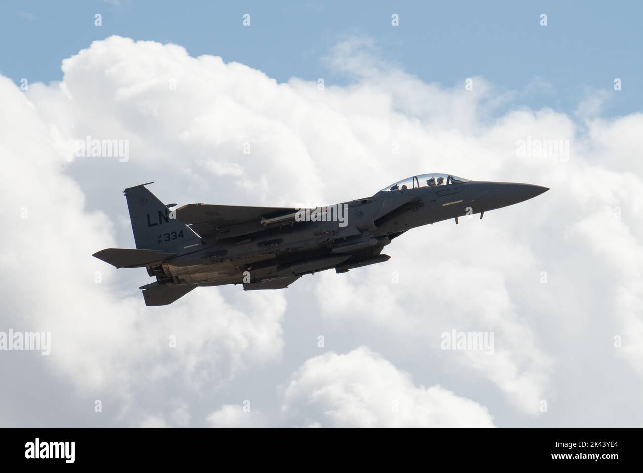 A U.S. Air Force F-15E Strike Eagle aircraft assigned to the 494th ...