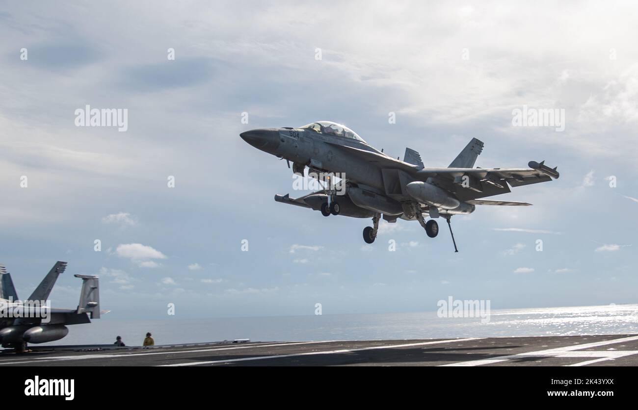 220928-N-WU964-1147 WATERS EAST OF THE KOREAN PENINSULA (Sept. 28, 2022) An EA-18G Growler ...