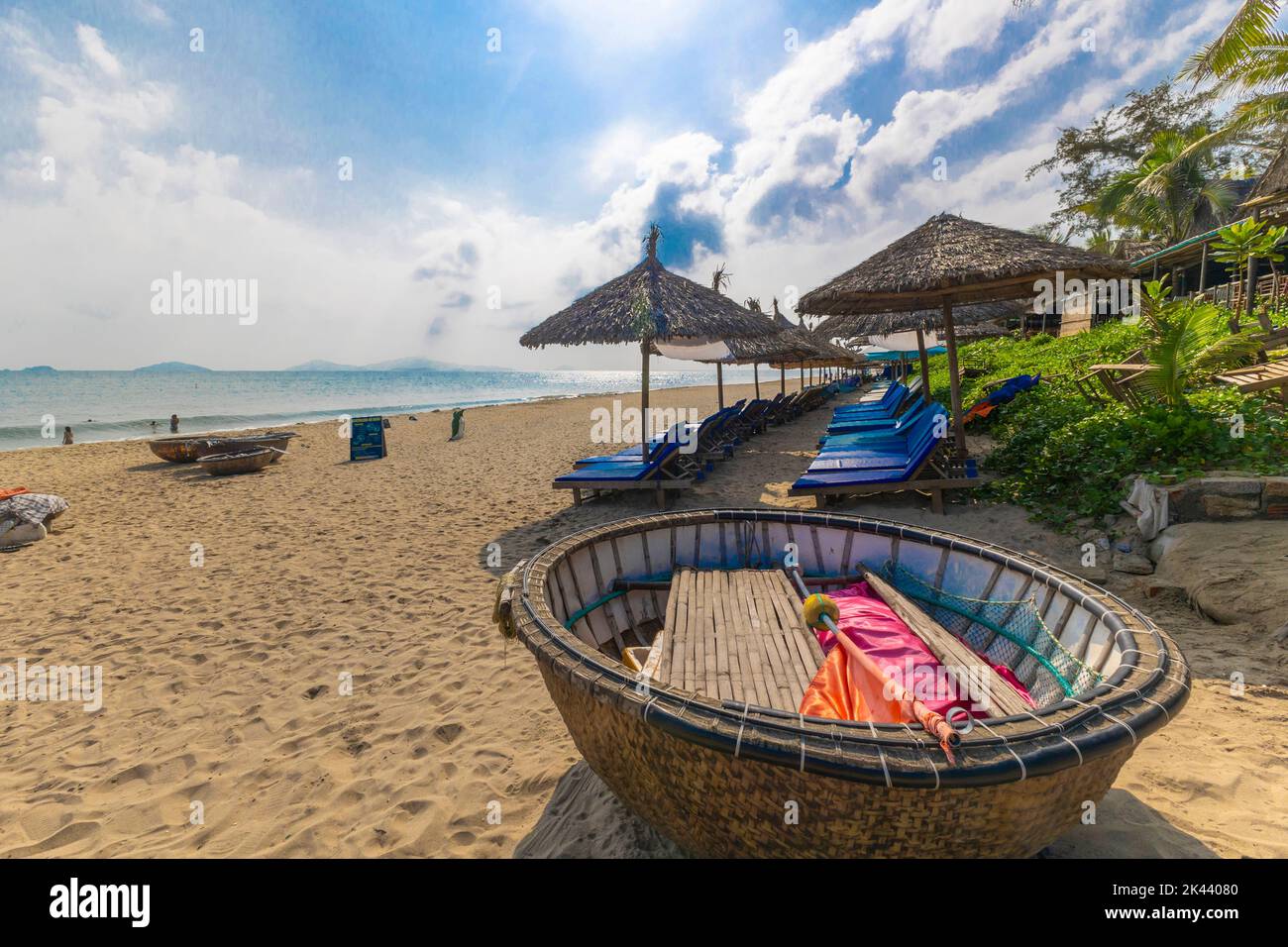 Basket Boat, An Bang Beach, Hoi An, Quang Nam Province, Vietnam Stock ...