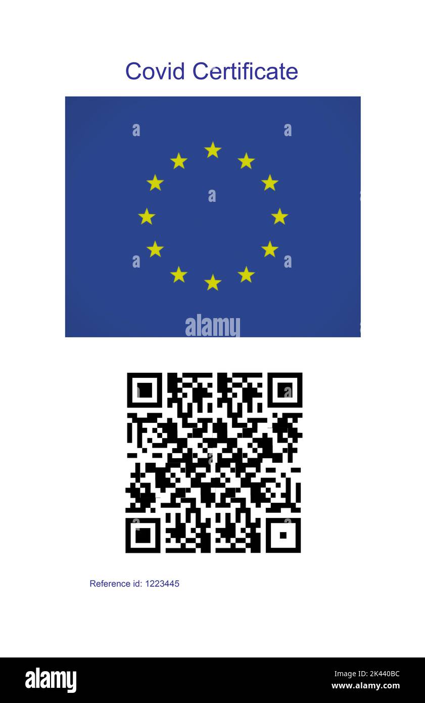 Covid vaccination certificate and qr code on screen. healthcare ...