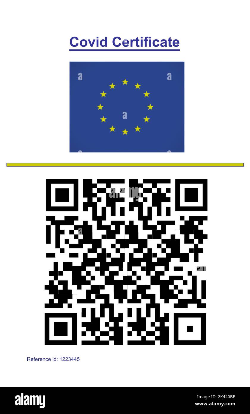 Covid vaccination certificate and qr code on screen. healthcare ...