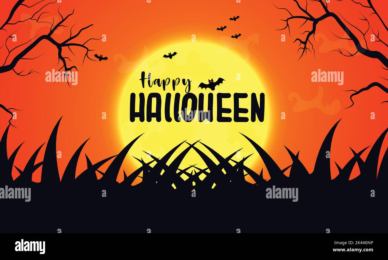 Happy Halloween horror moon vector illustration Stock Vector Image ...