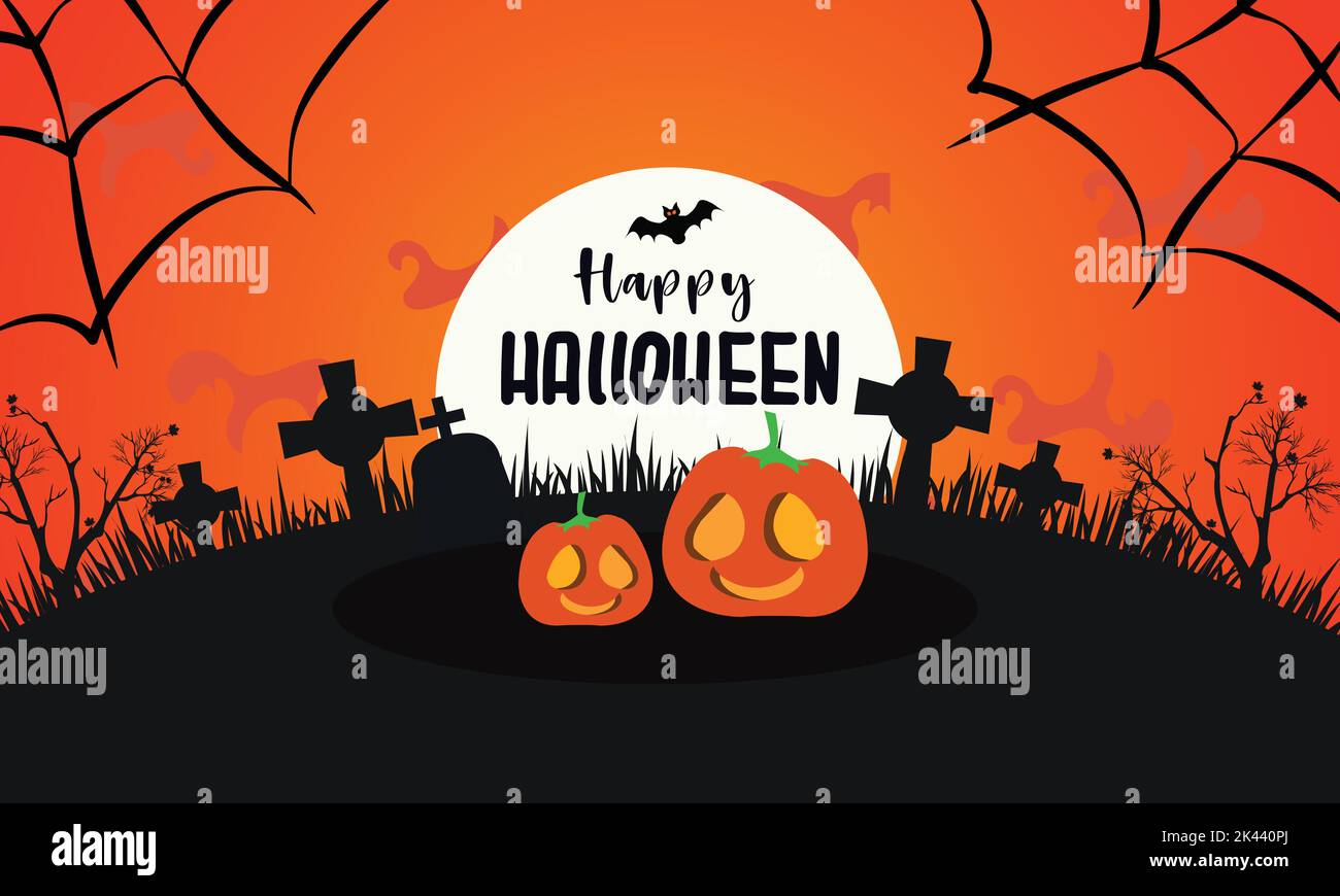 Happy Halloween with a horror pumpkin vector illustration Stock Vector ...