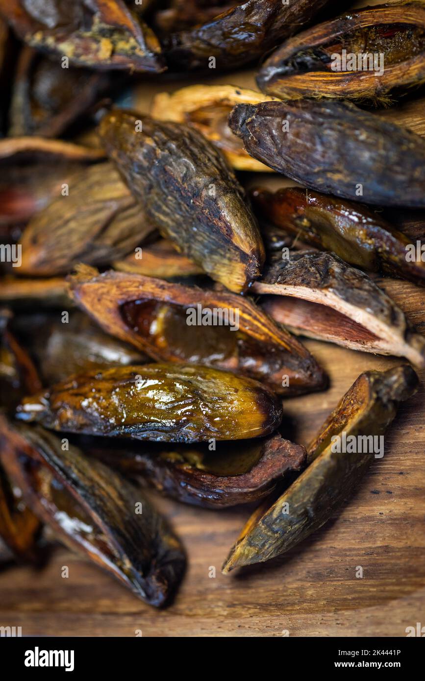 Betel nuts in a plate close-up top view Stock Photo - Alamy
