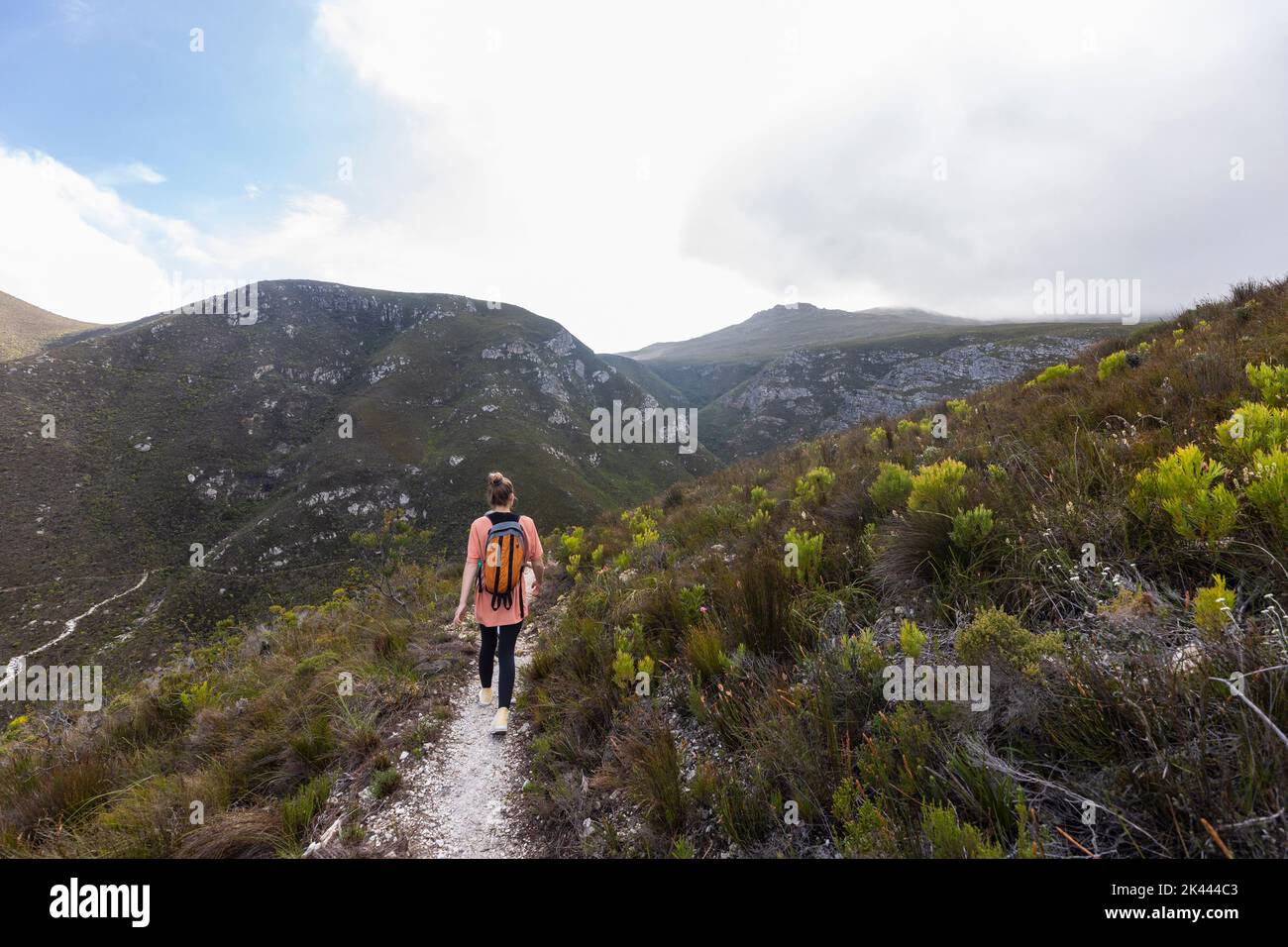 South Africa, Hermanus, Teenage girl (16-17) hiking in Fernkloof Nature ...