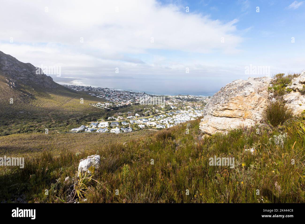 South Africa, Hermanus, View from hiking trail in Fernkloof Nature ...