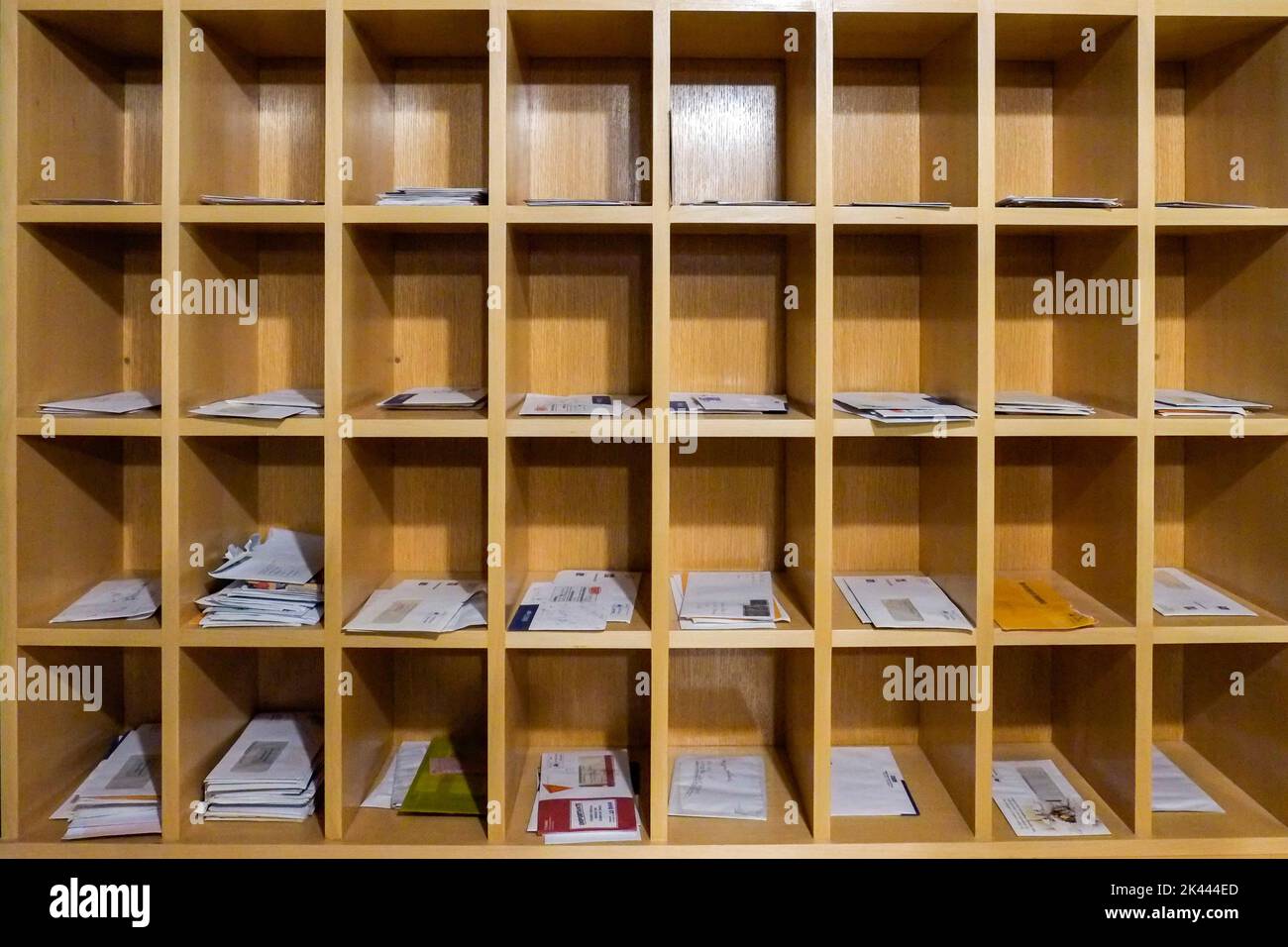 Vintage postal sorting shelf Stock Photo - Alamy