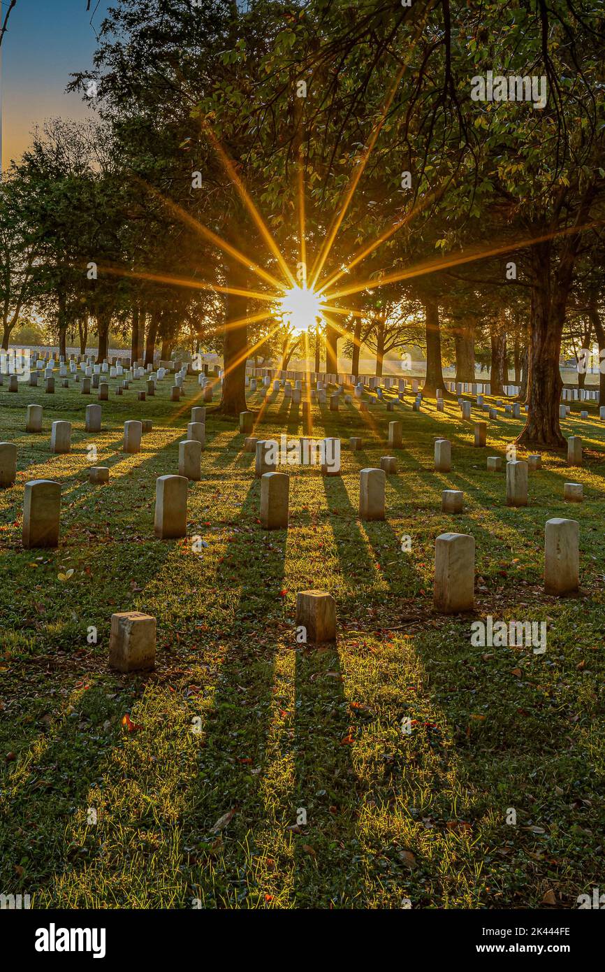 Civil War Cemetery as the sun rises, the cost behind the battle Stock ...
