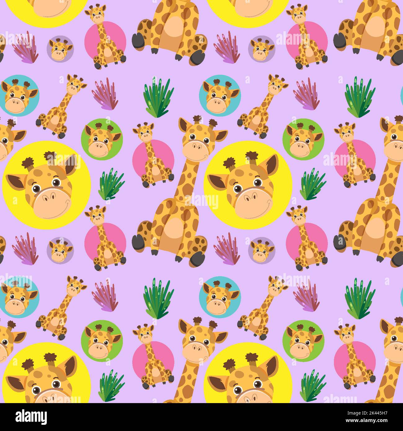 Cute giraffe seamless pattern illustration Stock Vector Image & Art - Alamy