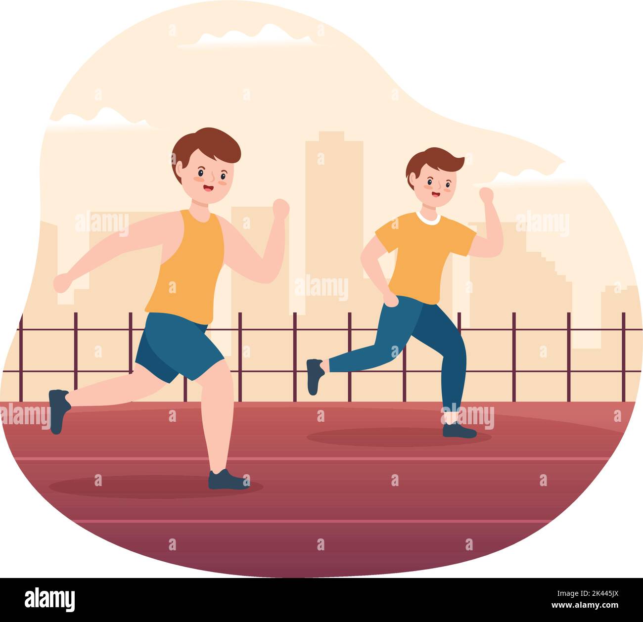 Running Racing Template Hand Drawn Cartoon Flat Illustration People ...