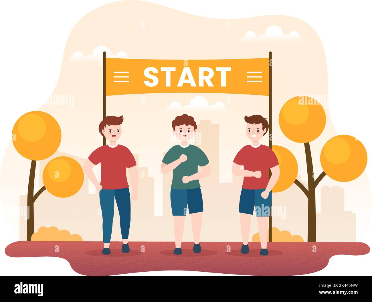 Running Racing Template Hand Drawn Cartoon Flat Illustration People ...