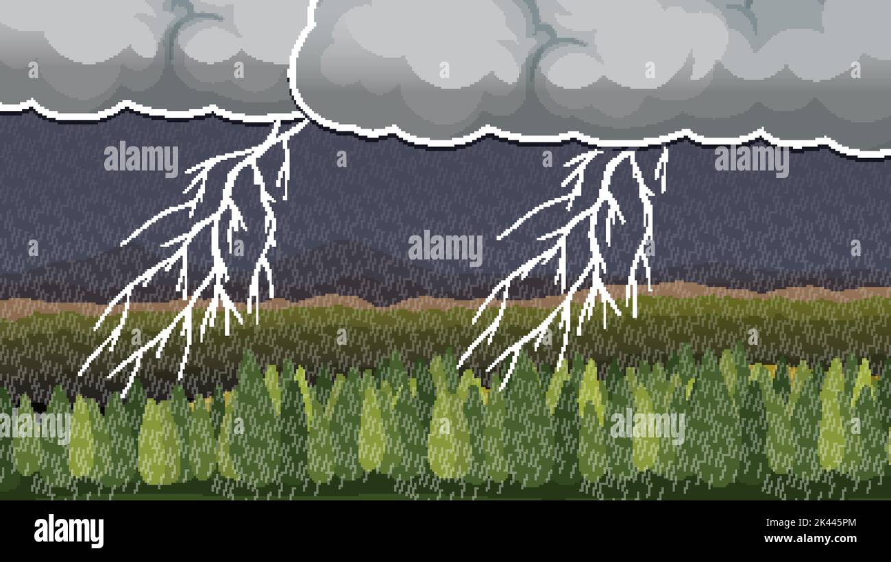 Lightning storm at night background illustration Stock Vector Image ...