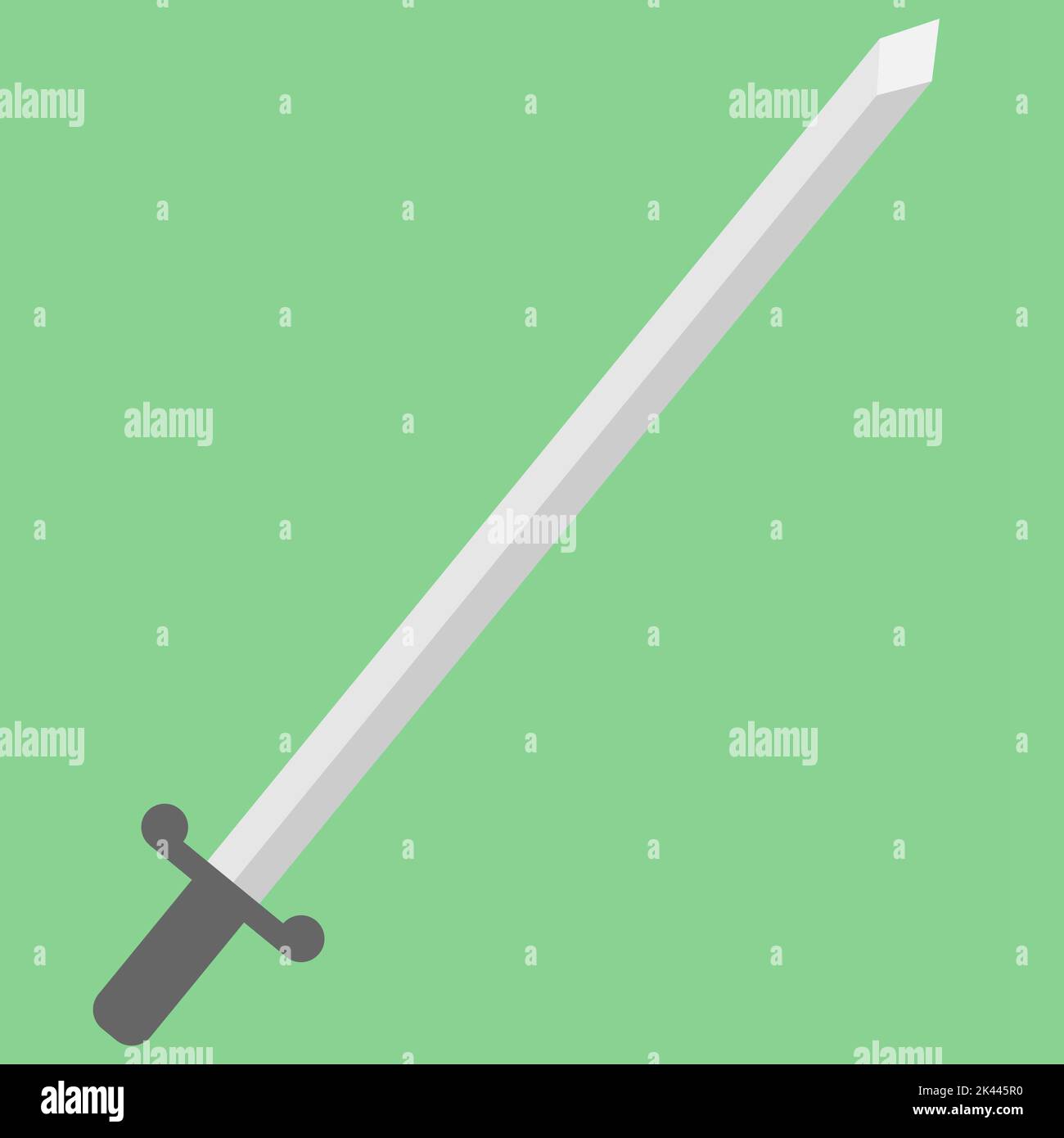 A steel sword with a metal handle, green back ground, weapon, european ...