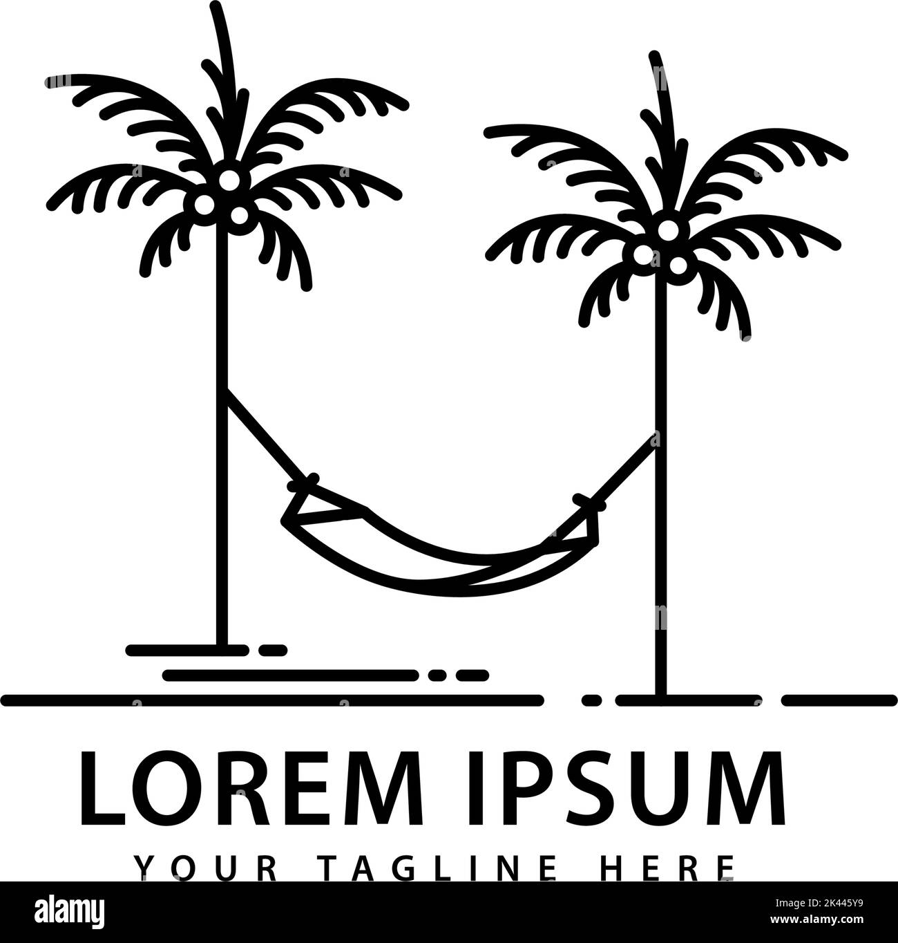 Hawaii beach and hammock vector vectors Cut Out Stock Images & Pictures - Alamy