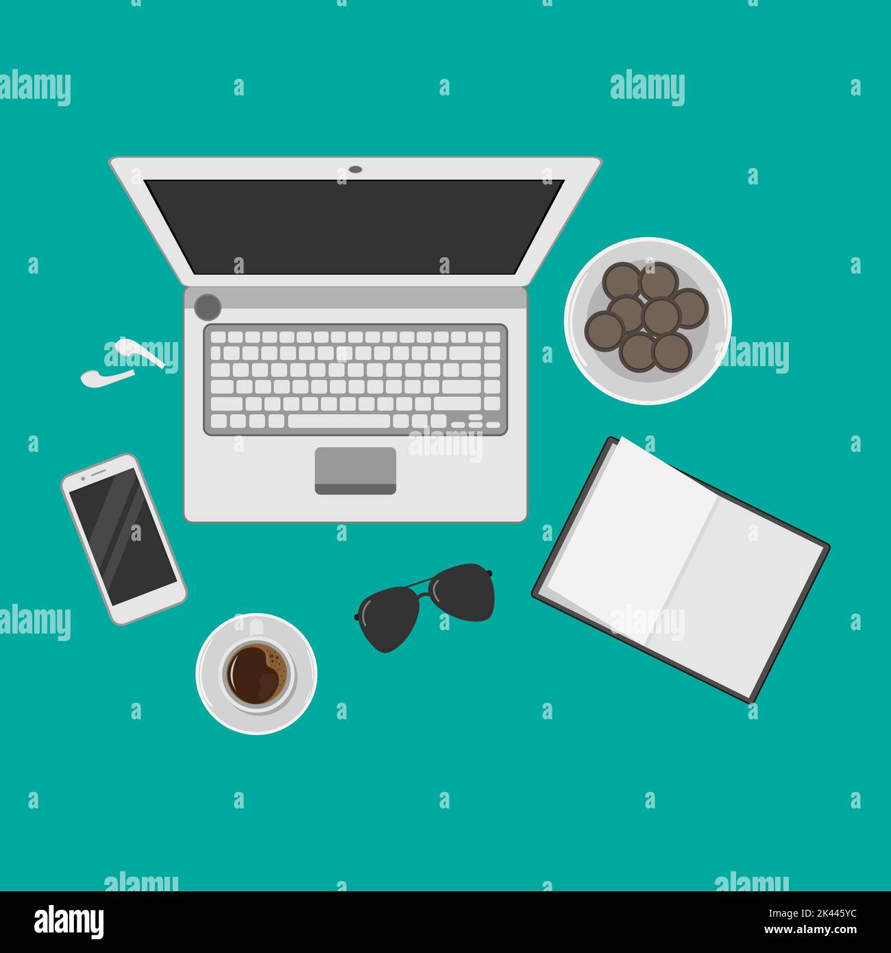 illustration of workplace concepts for freelance vector design Stock ...