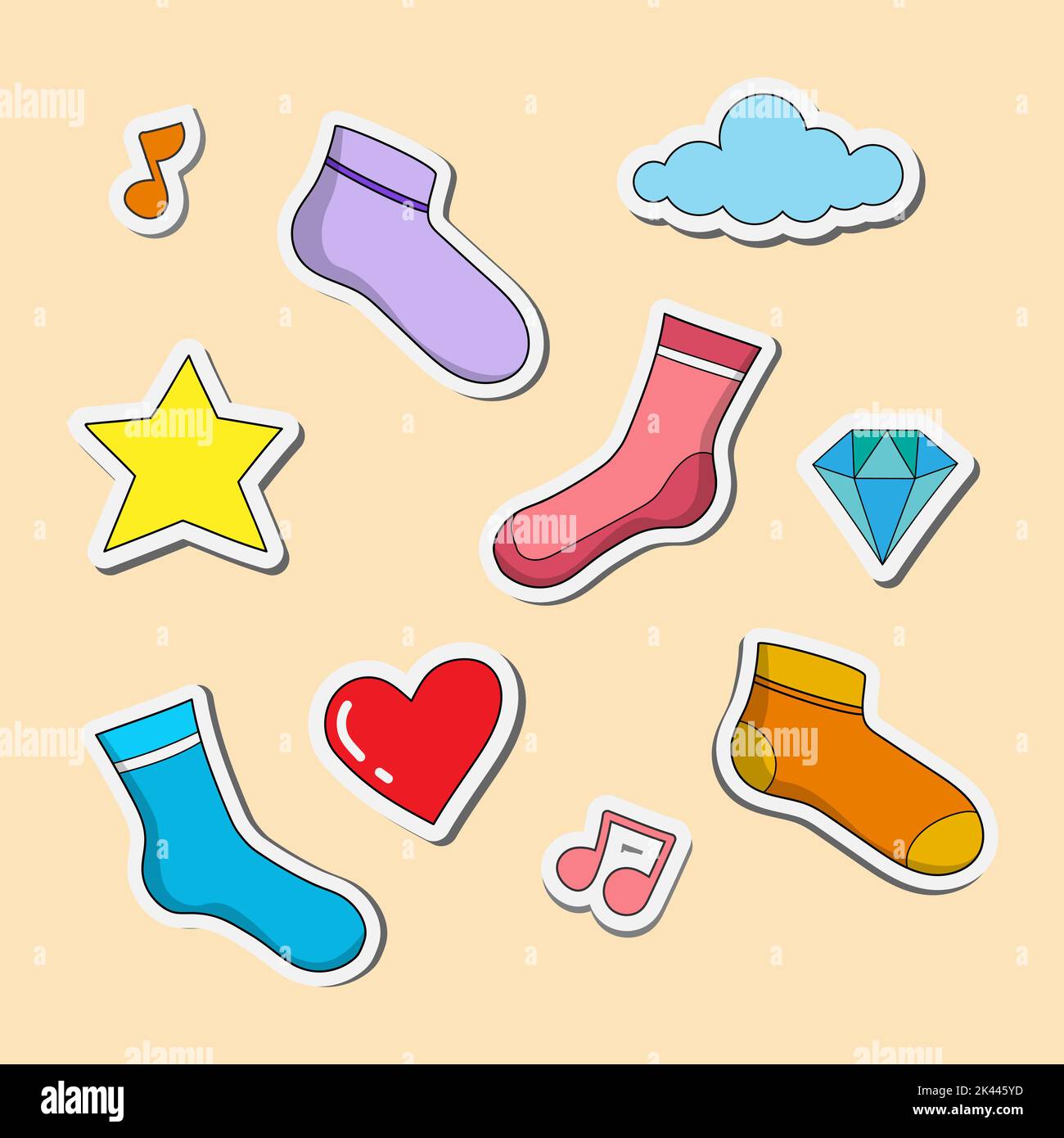 illustration of socks set of a funny doodle style vector design sticker ...