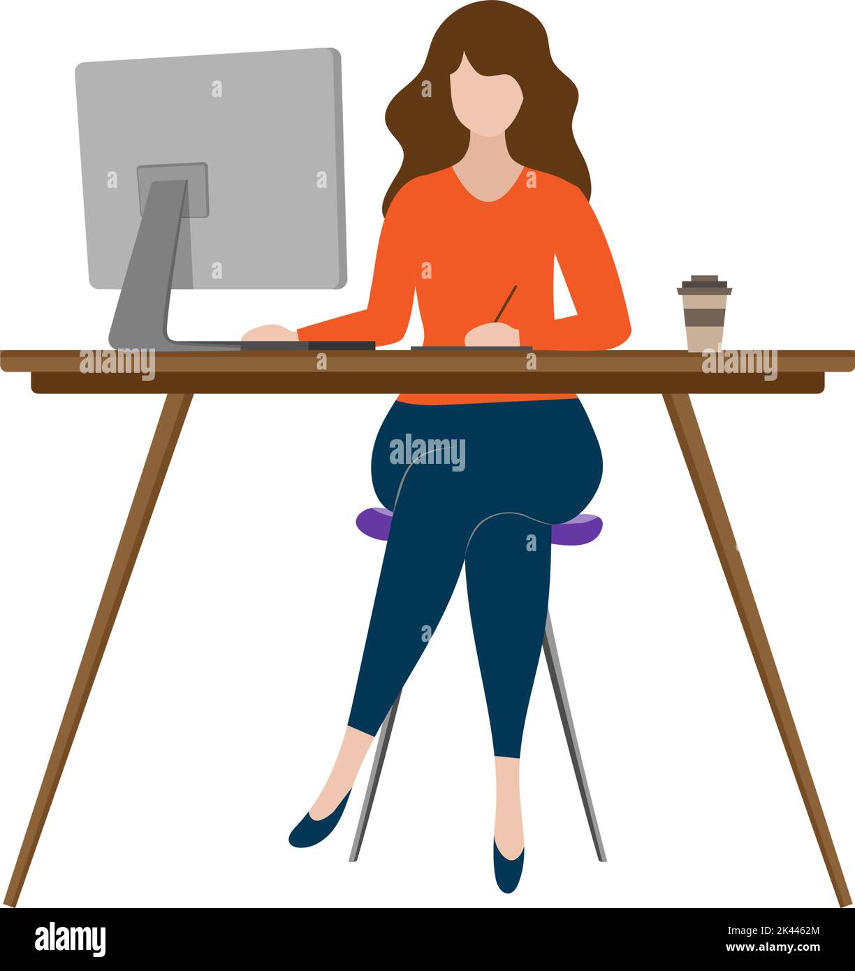 Woman in front of office desk Stock Vector Images - Alamy