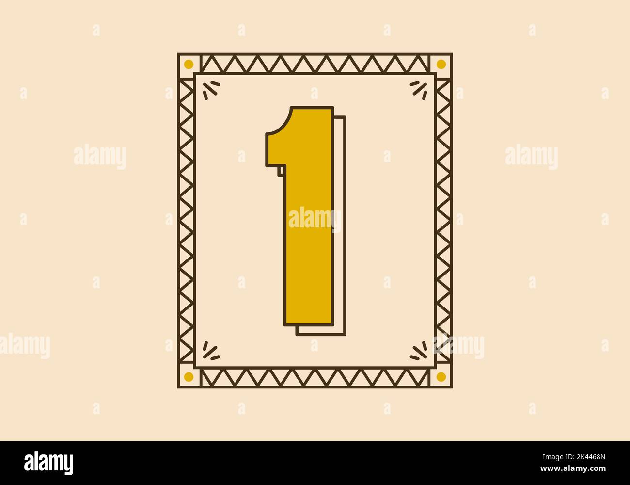 Retro rectangle frame with number 1 on it Stock Vector Image & Art - Alamy
