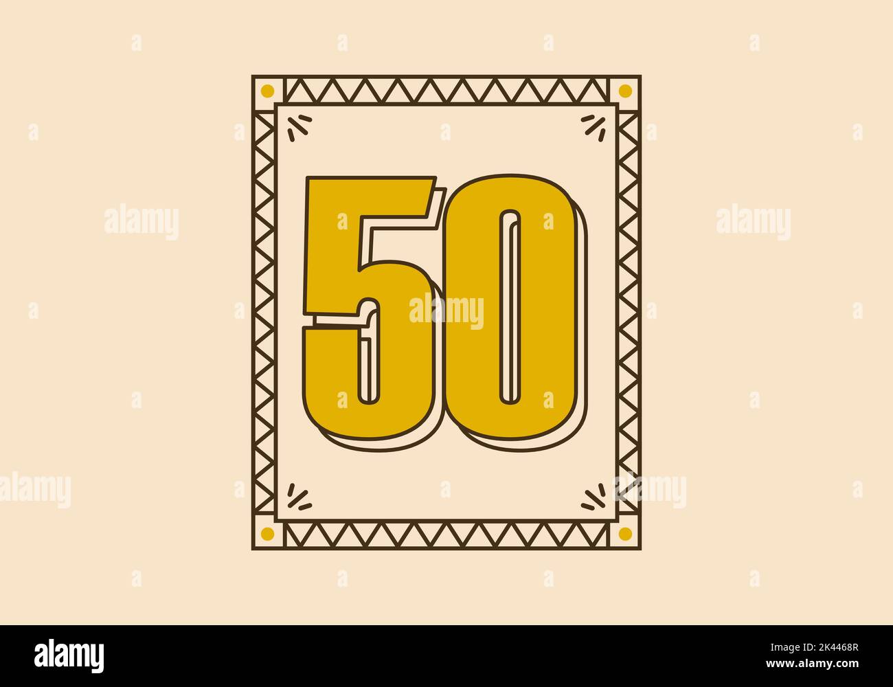 Retro rectangle frame with number 50 on it Stock Vector Image & Art - Alamy
