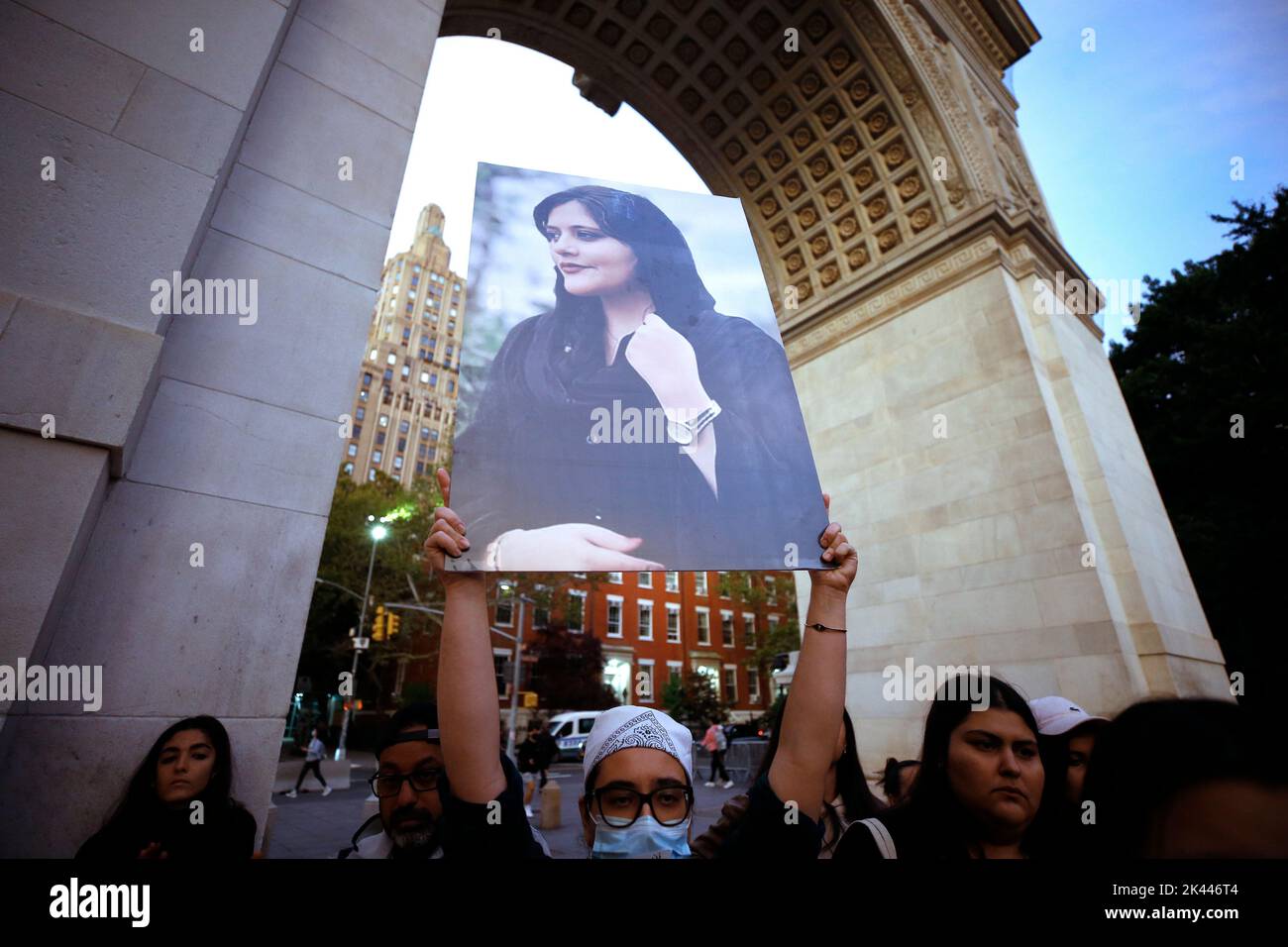 New York City, USA. 29th Sep, 2022. People hold a vigil for Masha Amini ...