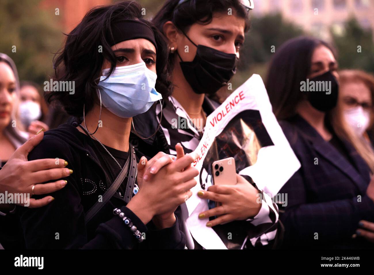 New York City, USA. 29th Sep, 2022. People hold a vigil for Masha Amini ...