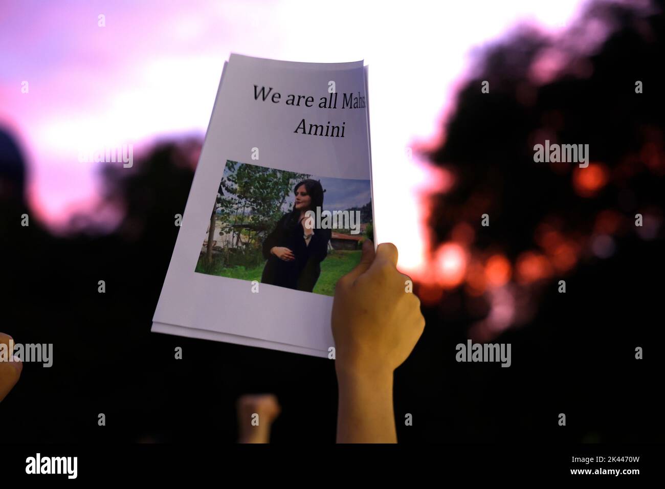 New York City, USA. 29th Sep, 2022. People hold a vigil for Masha Amini ...