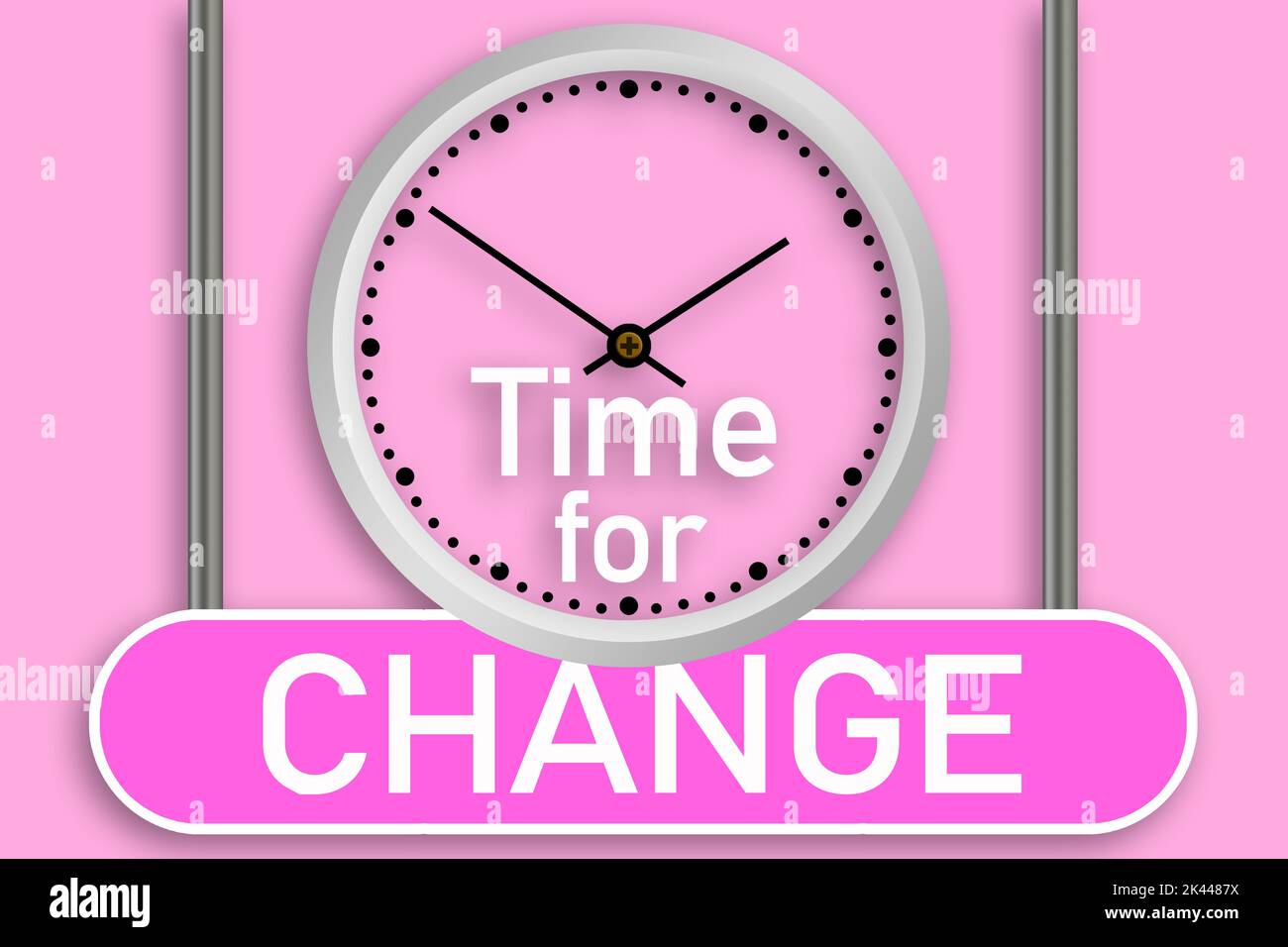 Time for change text message with clock and sign board, 3d rendering ...