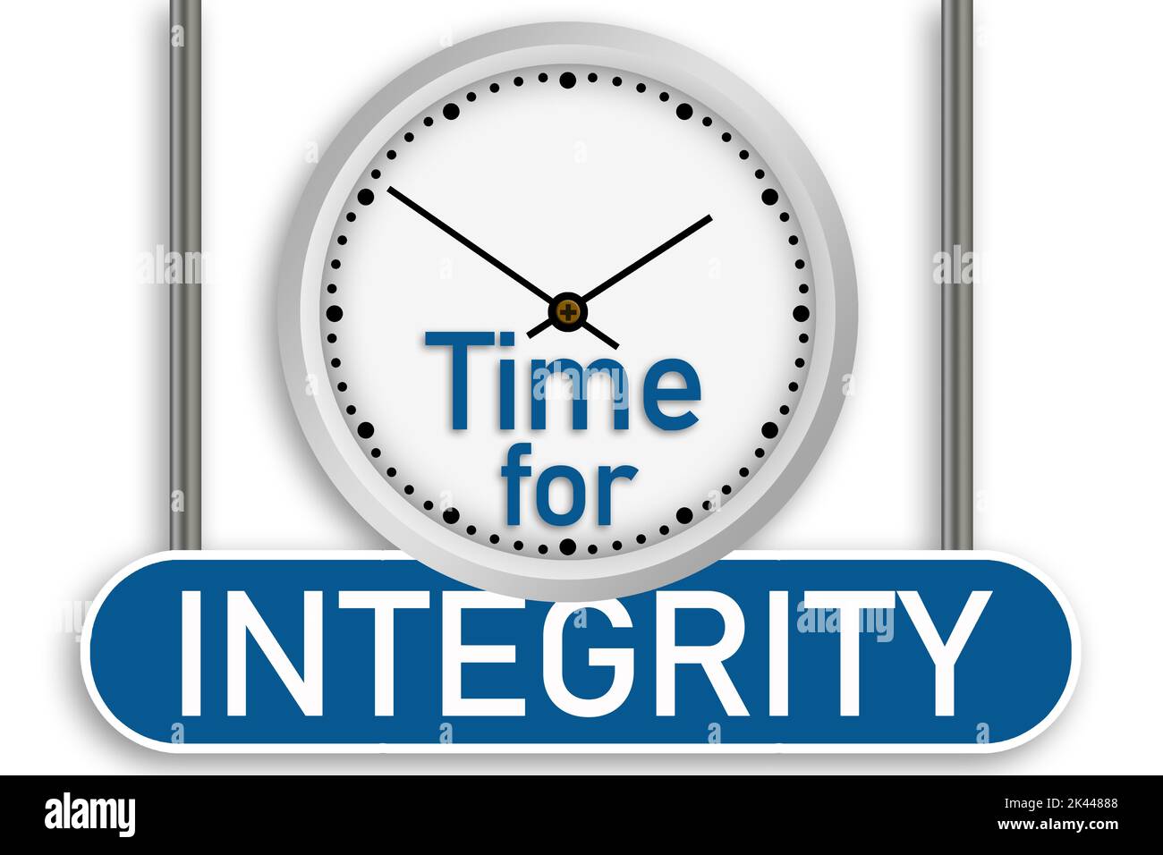 Time for integrity text message with clock and sign board, 3d rendering ...