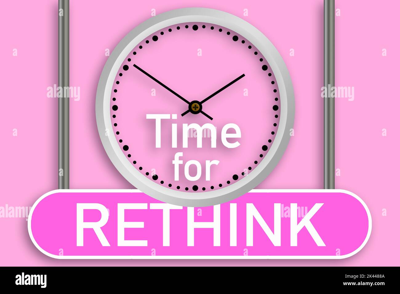 Time for rethink text message with clock and sign board, 3d rendering ...